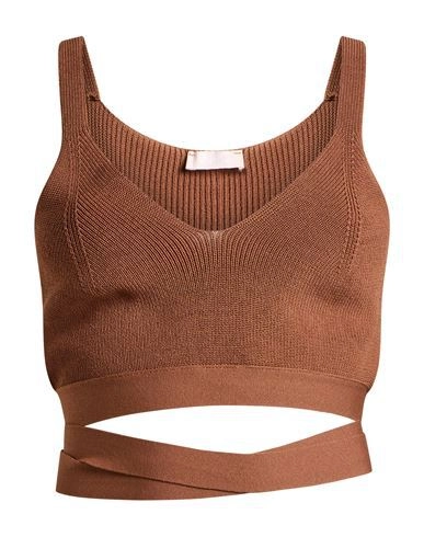 Liu Jo V-neck Sleeveless Knit Crop Top - Brown