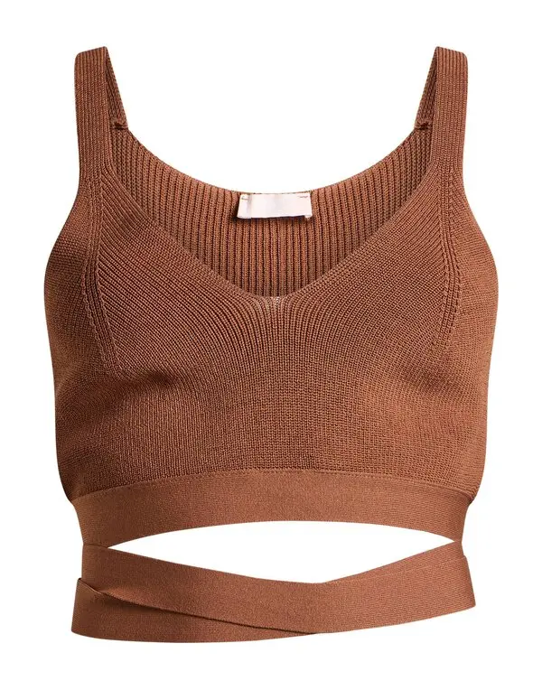 Liu Jo V-neck Sleeveless Knit Crop Top - Brown