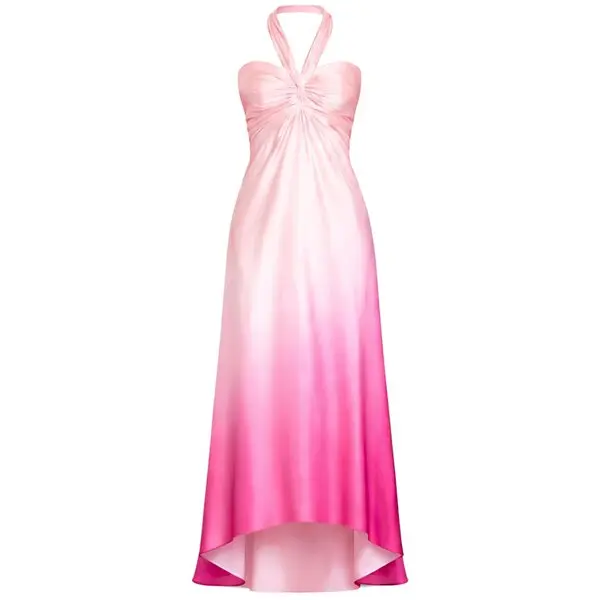 Mac Duggal Charmeuse Ombre Halter Neck Gown - Pink