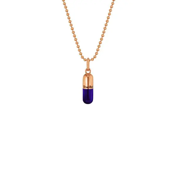 TRUE ROCKS Signature Pill Pendant In Deep Purple Enamel And 18kt Rose Gold - Rose Gold/purple