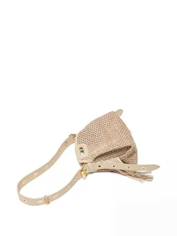 Maje Fringed Crochet-knit Mini Bag