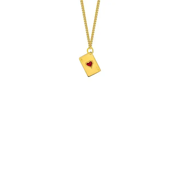 TRUE ROCKS 18kt Gold Plated Sterling Silver Ace Of Hearts Mini Pendant Necklace - Red/gold