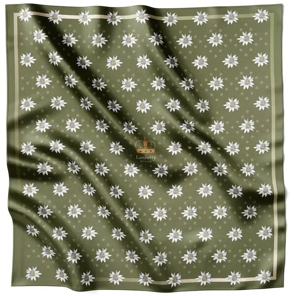 LAMBERTY MUNICH X KATCHMAGIC LONDON Alpine Edelweiss Midi Silk Twill Sweet Pea - Green