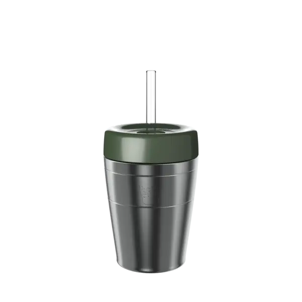 KEEPCUP Commuter Cold Cup With Straw Lid 12oz/340ml Stainless Steel Reusable Coffee Cup Pine - Grey