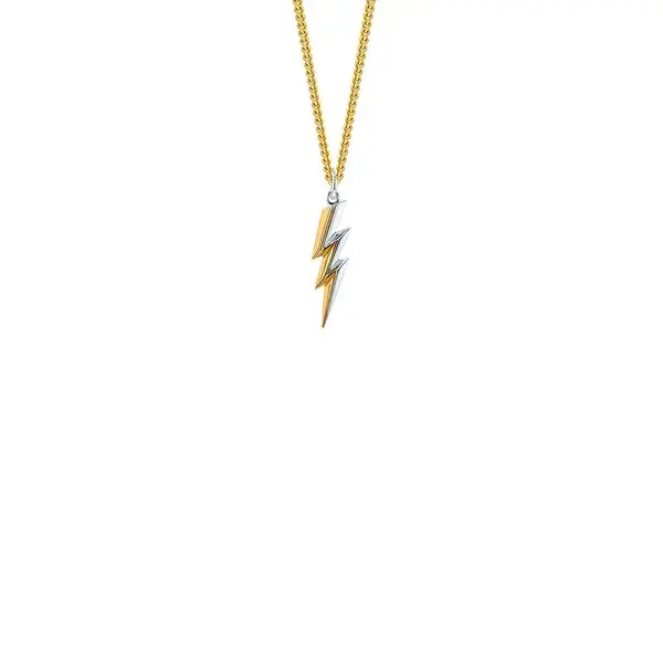 TRUE ROCKS Mini Lightning Strike Pendant, Two-tone Silver And -plated On Chain - Gold