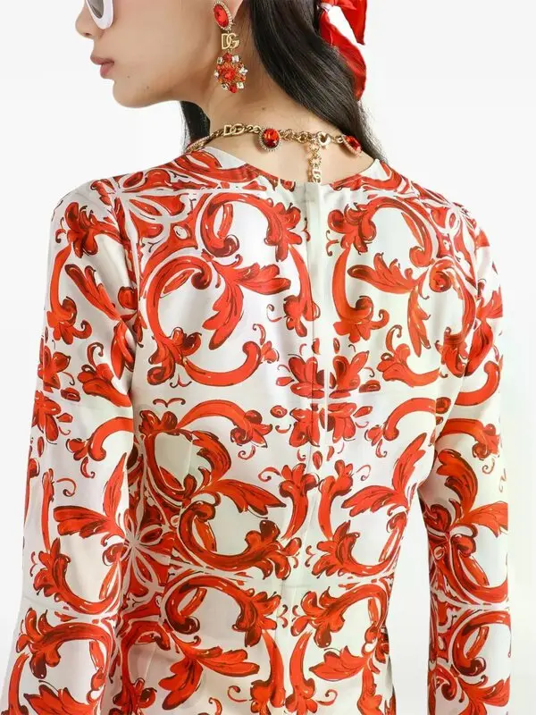 Dolce & Gabbana Majolica-print Charmeuse Top