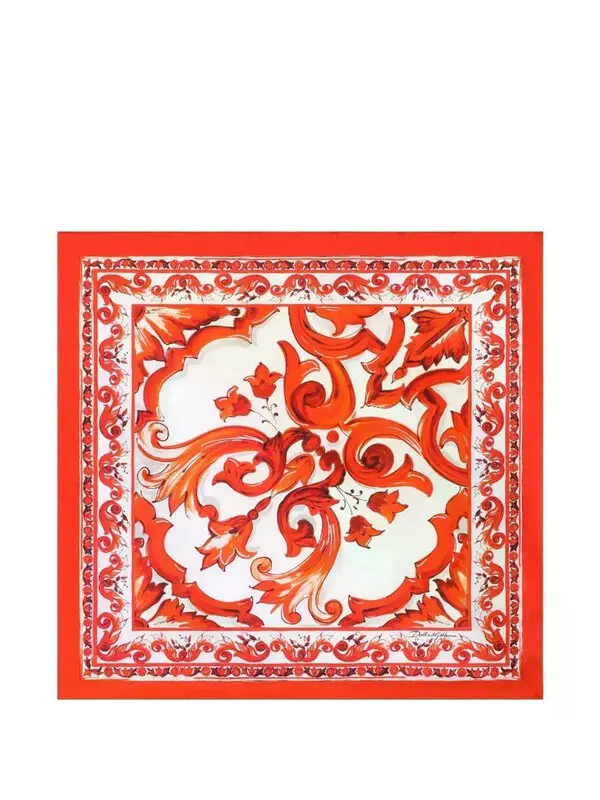 Dolce & Gabbana 50x50 Majolica-print Silk Twill Scarf - Red