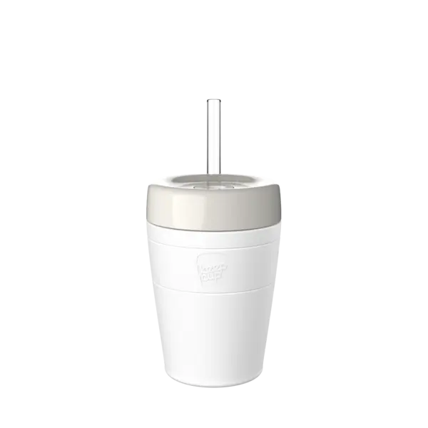KEEPCUP Commuter Cold Cup With Straw Lid 12oz/340ml Stainless Steel Reusable Coffee Cup Bone - White