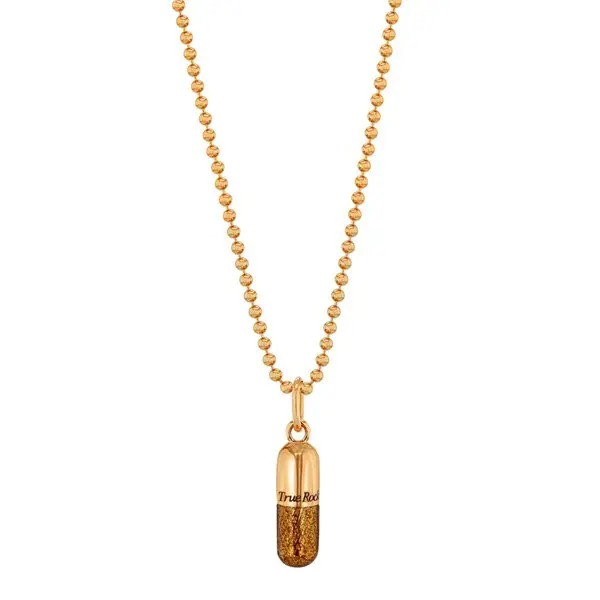 TRUE ROCKS 18 Carat Plated & Bronze Glitter Enamel Pill Pendant Necklace - Rose Gold