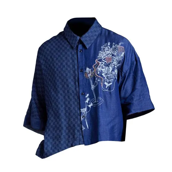 STORY WEAR Quiet Path Dotted Pattern Short-sleeved Shirt Without Embroidery