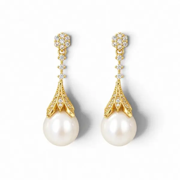 NINEMOO Fleur De Lumière Drop Pearl And Zirconia Earrings - Gold