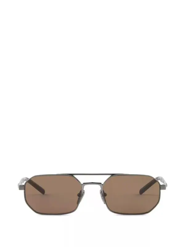 Prada Metal Sunglasses With Geometric Frame And Double Bridge - Grey