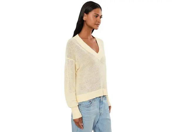 Madewell Linen Arline V-neck Pullover Sheer Pineapple