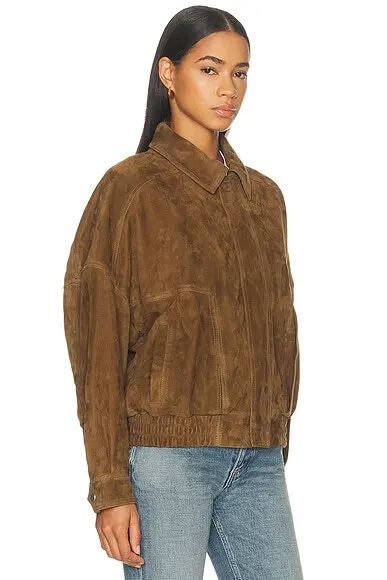 Nour Hammour Dalma Suede Jacket - Bark