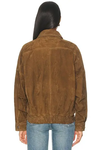 Nour Hammour Dalma Suede Jacket - Bark