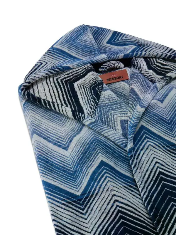 Missoni Zigzag-print Hooded Bathrobe - Blue
