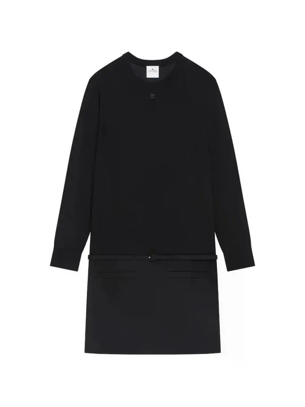 COURREGES Logo Long Sleeve Belted Mini Dress