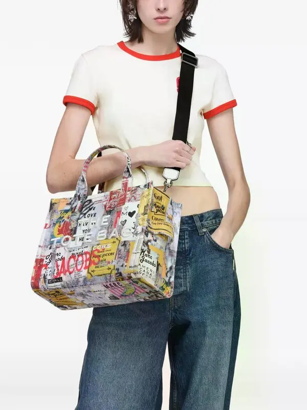 Marc Jacobs Medium The Pop Americana Canvas Tote Bag - Neutrals