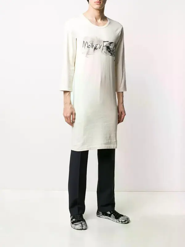 Yohji Yamamoto Long Slogan Print T-shirt