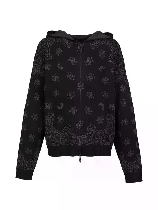 JUN/NAKAYAMA Paisley Pattern Jacquard Knit Zip-up Hoodie