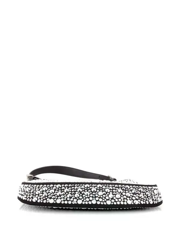 Prada Cleo Crystal Embellished Satin Shoulder Bag - Black