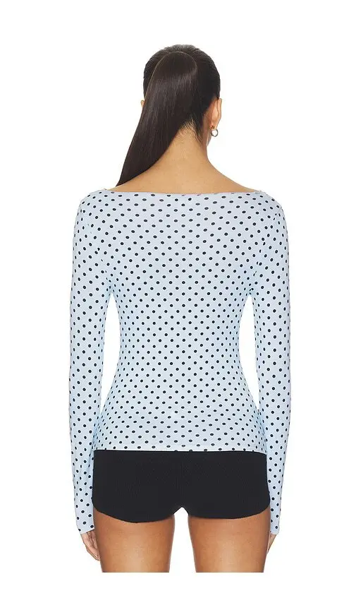 Miaou Amelia Polka Dot Boatneck Top - Blue