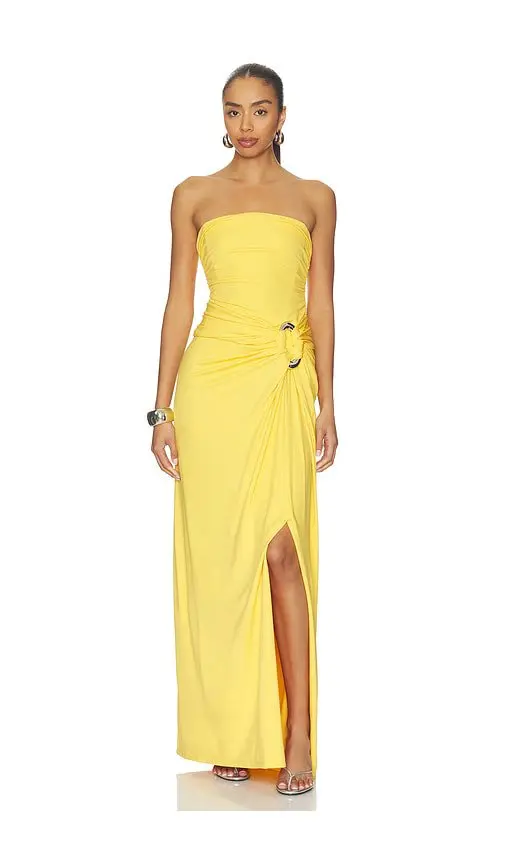 Simkhai Yellow Strapless Gown - Mango