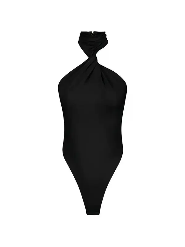 Elisabetta Franchi Twisted Neckline High-cut Leg Bodysuit