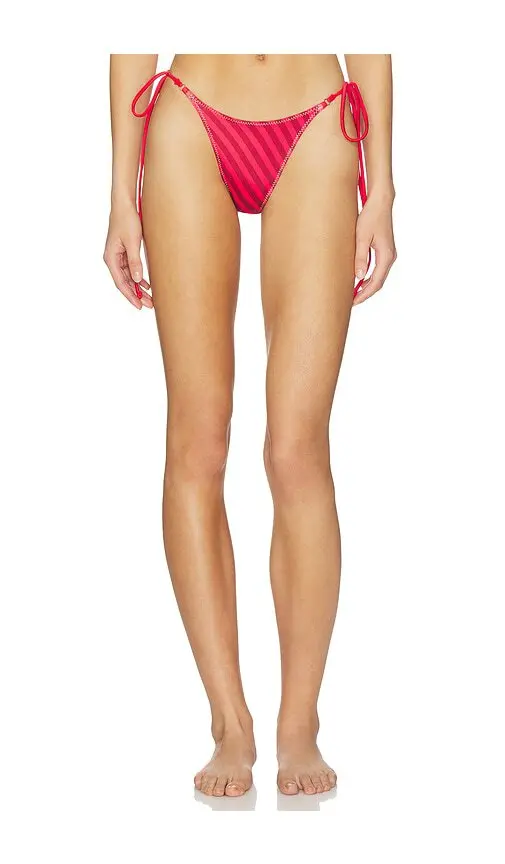 Frankies Bikinis X Jennie Mackenzie Satin Bikini Bottom - Spring Stripe