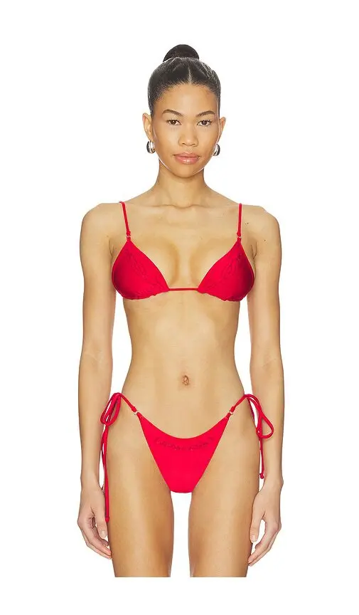 Frankies Bikinis X Jennie Elena Beaded Satin Top - Classic Red