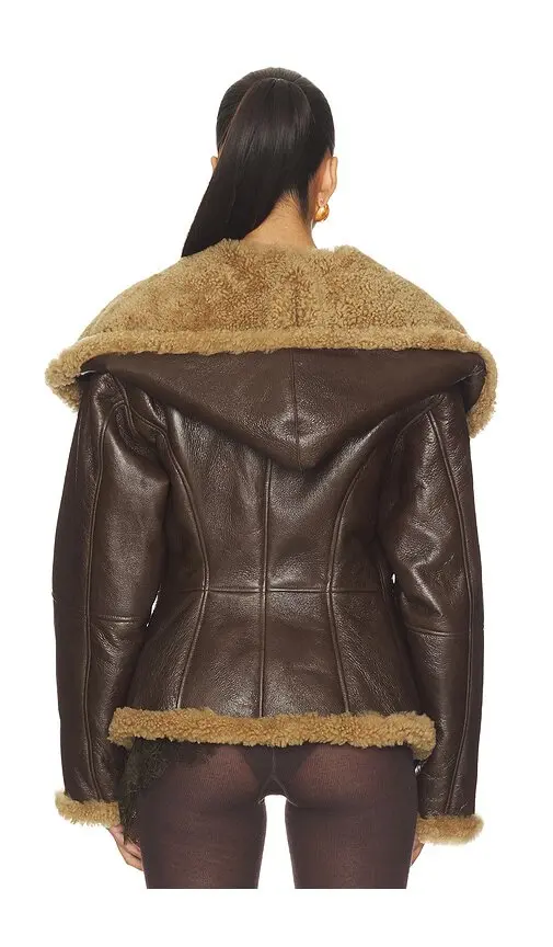 Magda Butrym Leather Shearling Hooded Jacket