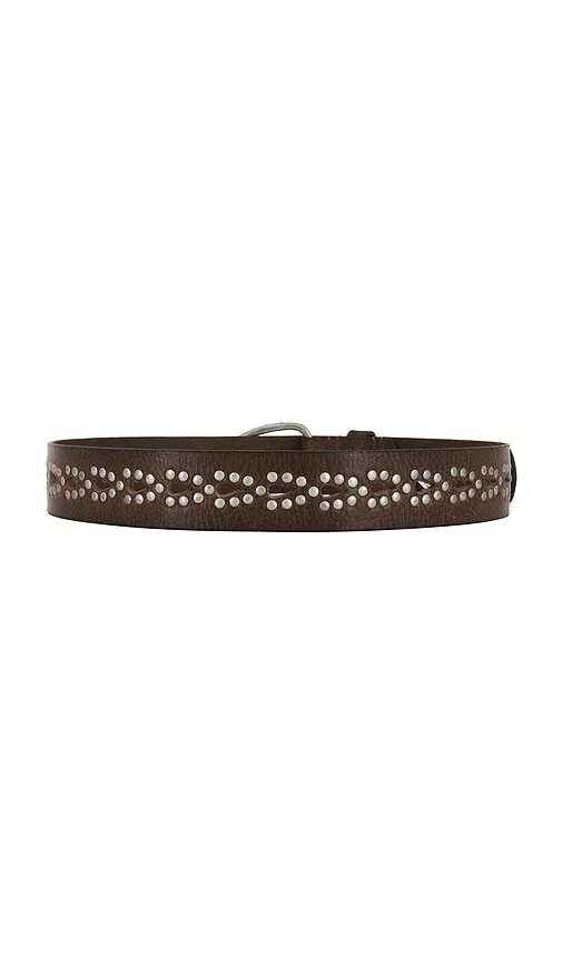 Free People Preston Studded Leather Belt - Mocha