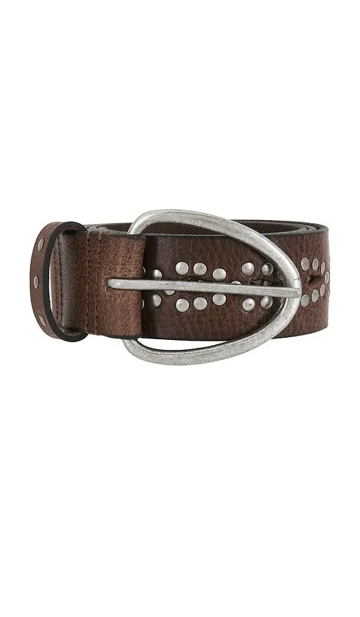 Free People Preston Studded Leather Belt - Mocha