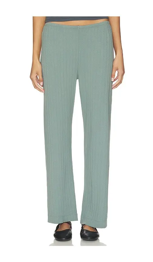 Donni. Pointelle Simple Crop Pant - Sage