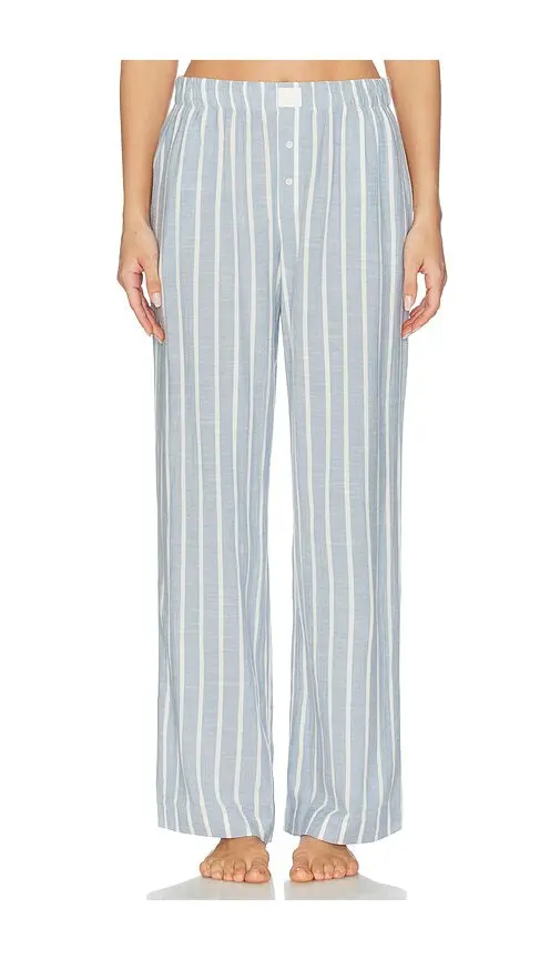 Eberjey Nautico Boxer Pant In Slate - Classic Stripe Slate Blue & Ivory