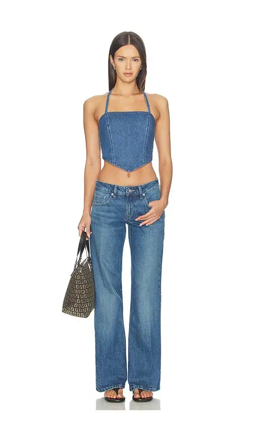 Good American Denim Halterneck Cropped Top