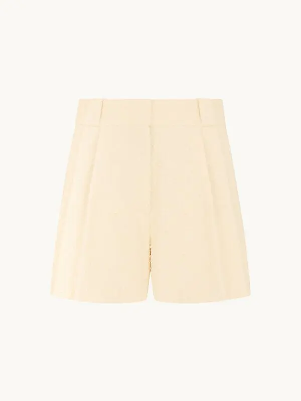 BLAZÉ MILANO High Rise Pleated Wide Leg Shorts - Butter