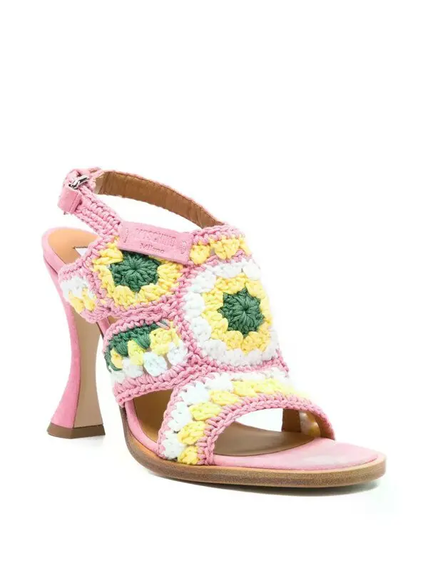 Moschino Crochet Knit Heeled Sandals