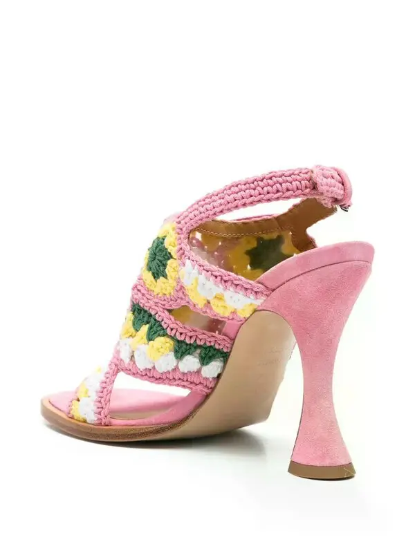 Moschino Crochet Knit Heeled Sandals