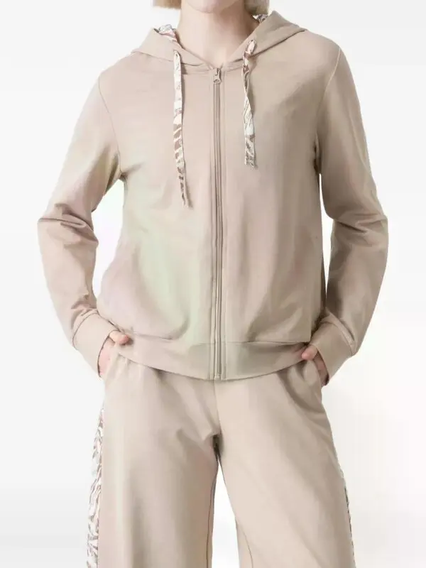 DIMENSIONE DANZA Animal-print Trim Hoodie - Neutrals