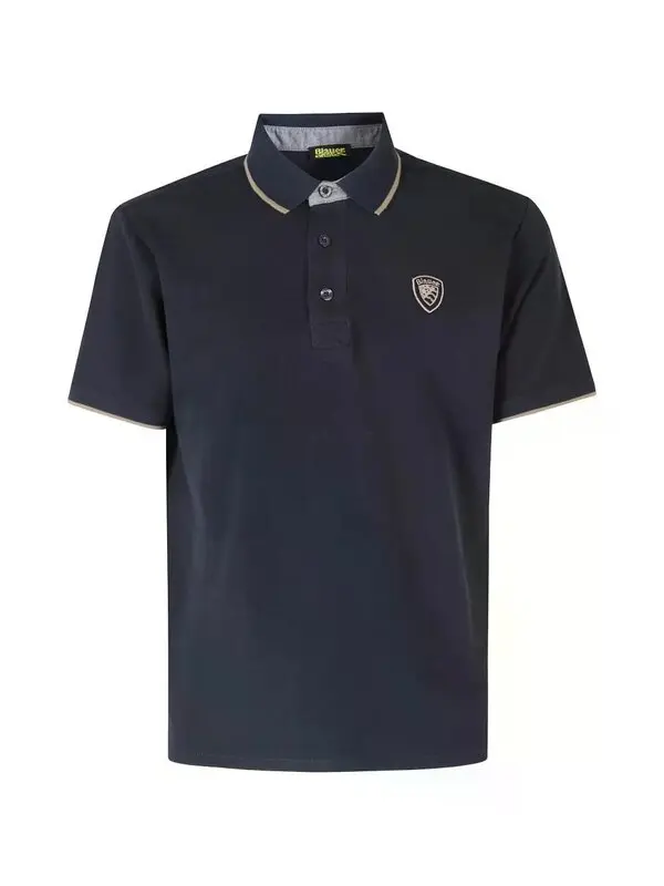 BLAUER. Logo-patch Tipped Polo Shirt