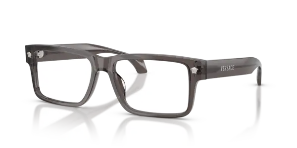Versace Rectangle Eyeglasses - Gris Foncé Transparent
