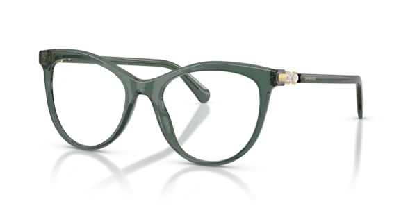 SWAROVSKI Sk2064 Tortoiseshell Acetate Eyeglasses With Crystal Embellishment - Verde Traslúcido