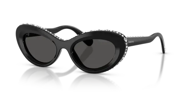 SWAROVSKI Oval Sunglasses Embellished With Crystals - Noir