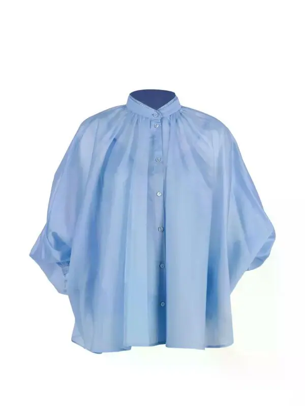 Ermanno Scervino Lace Trimmed Band Collar Blouse - Blue