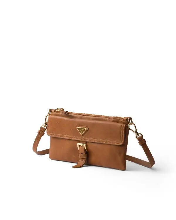 Prada Nappa Leather Wallet With Shoulder Strap - Caramel
