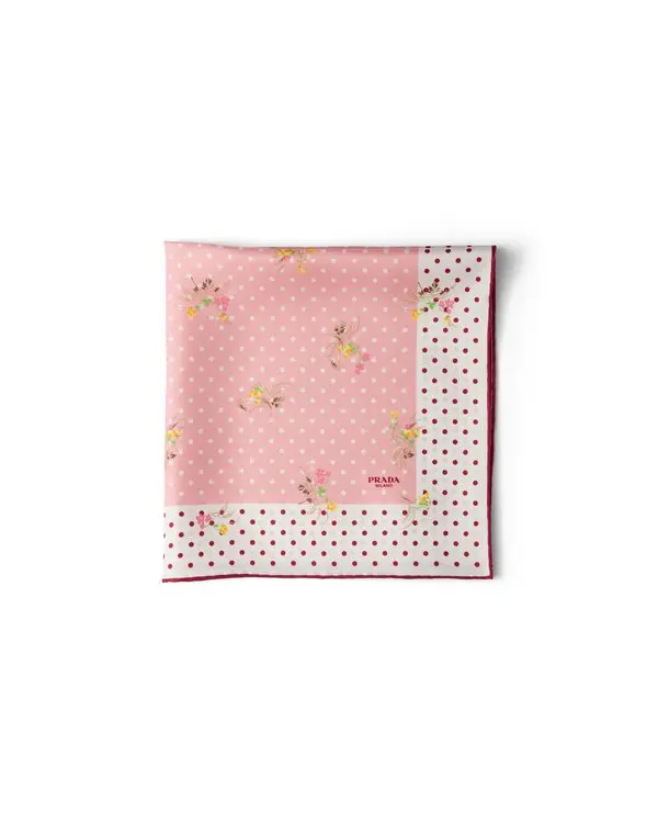 Prada Printed Silk Twill Scarf 55 - Pink/sand