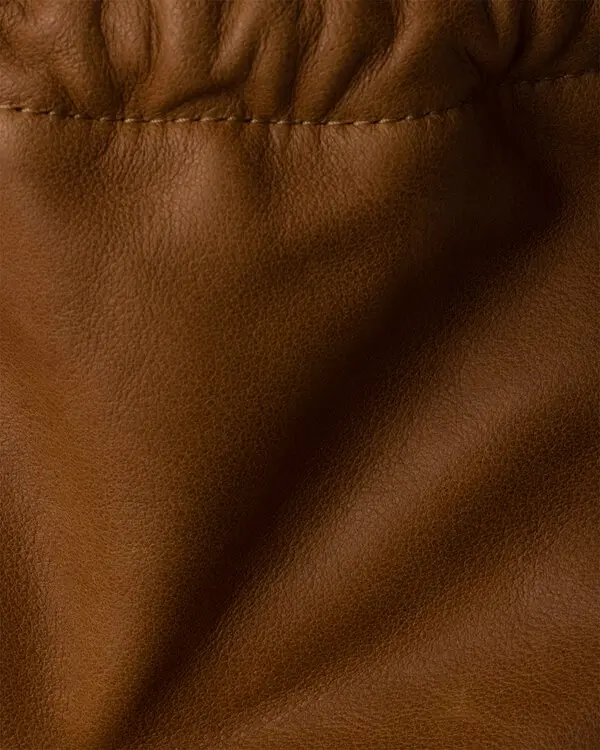 Prada Nappa Leather Pouch With Drawstring Closure And Flap Pocket - Caramel
