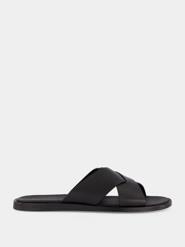 Orlebar Brown Muro Leather Crossover Sandals - Black