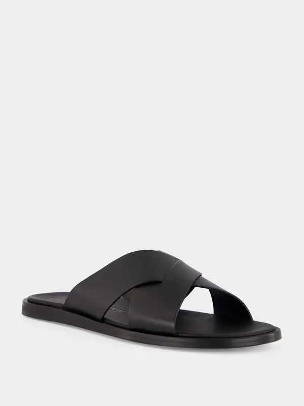 Orlebar Brown Muro Leather Crossover Sandals - Black